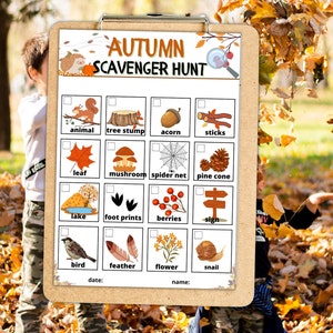 Autumn Kids Scavenger Hunt, Fall Scavenger Activity, Autumn in the ...