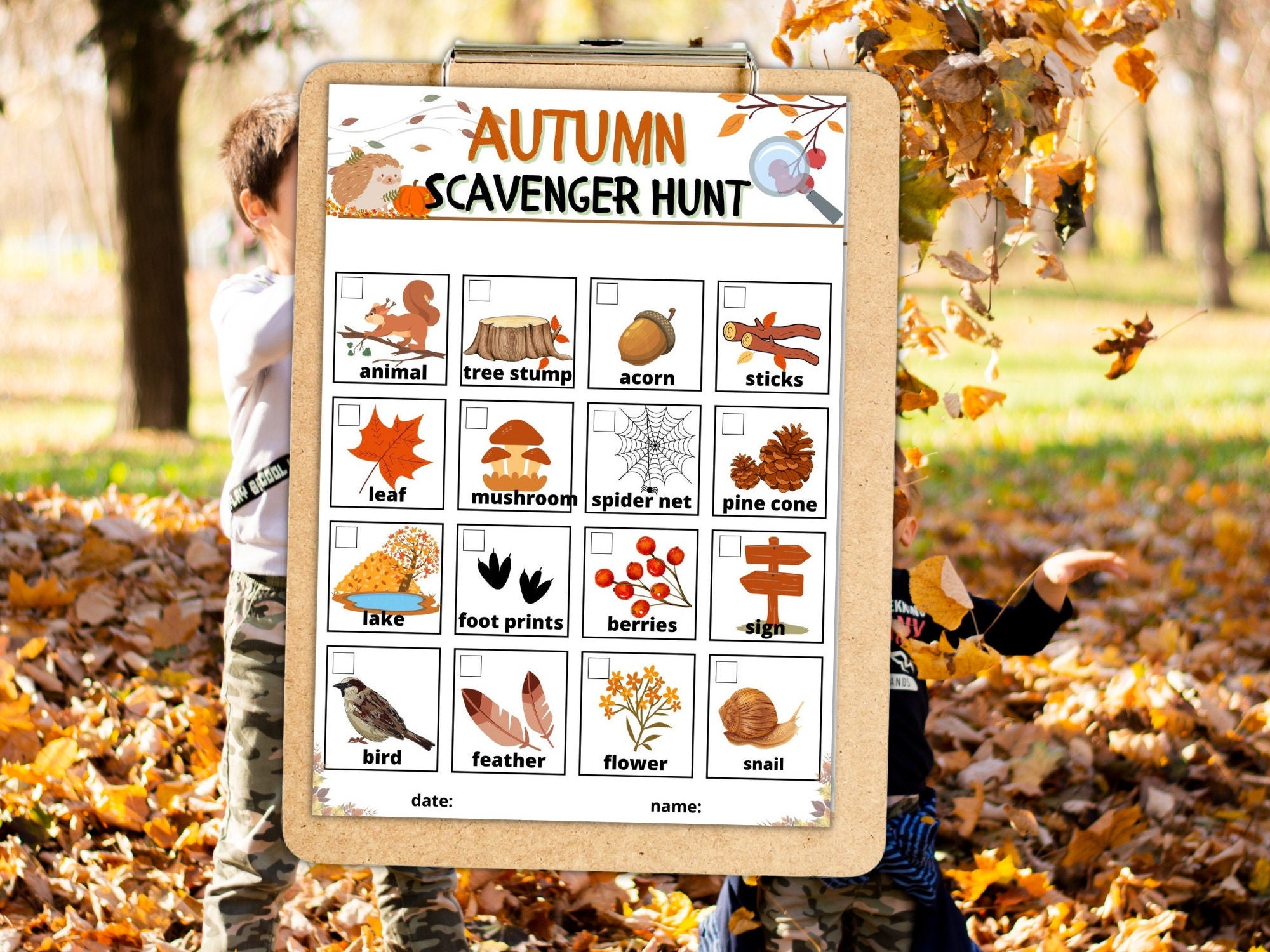 Autumn Kids Scavenger Hunt, Fall Scavenger Activity, Autumn in the ...