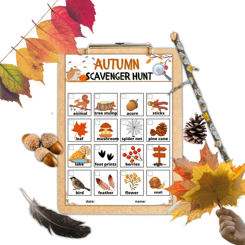 Autumn Kids Scavenger Hunt, Fall Scavenger Activity, Autumn in the ...