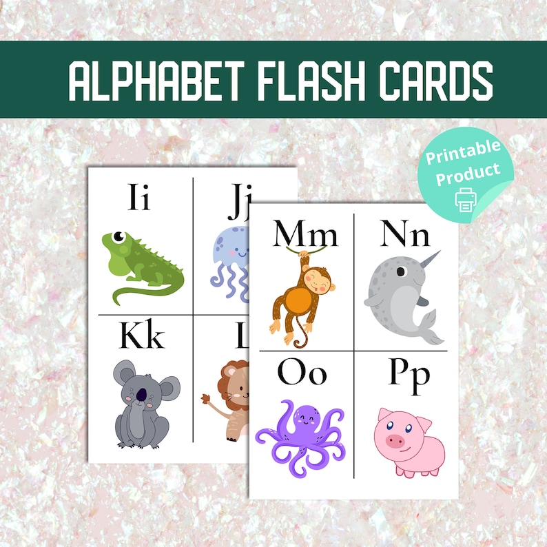 Printable Animal Alphabet Cards , Toddler Abc Learning, Alphabet Flash ...