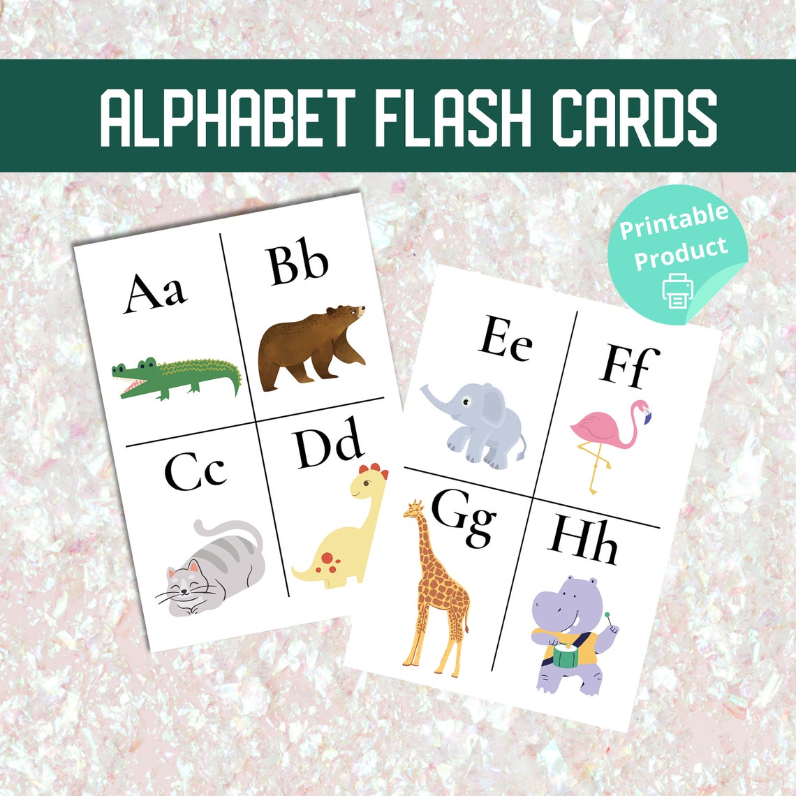 Alphabet Flash Cards Learn Animal ABC Flashcards ABC - Etsy
