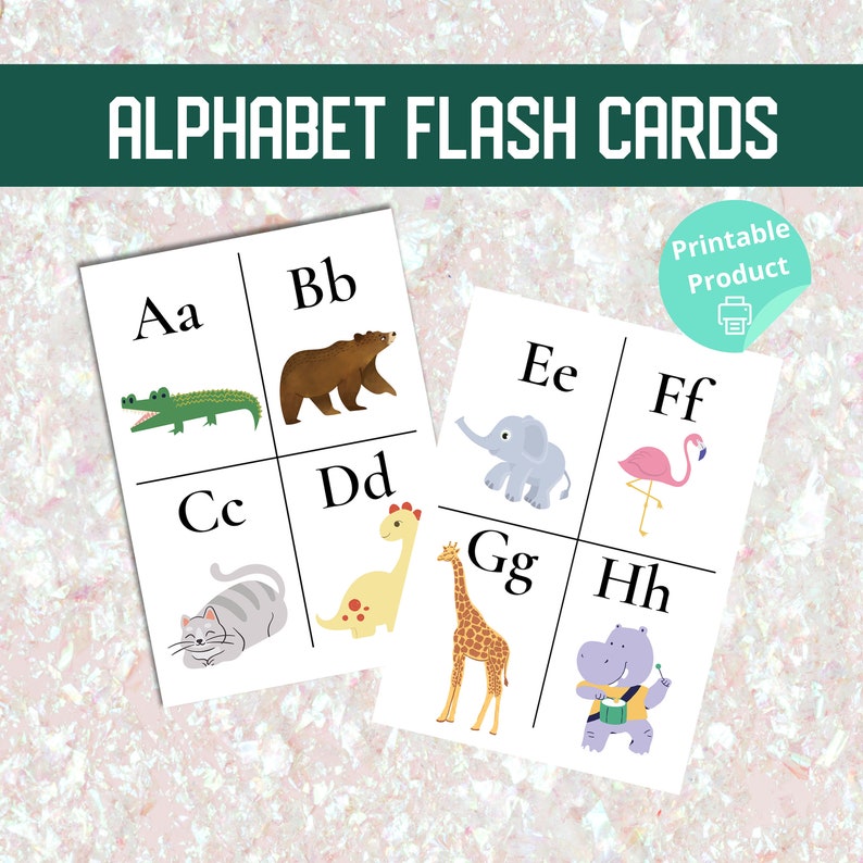 Printable Animal Alphabet Cards , Toddler Abc Learning, Alphabet Flash ...