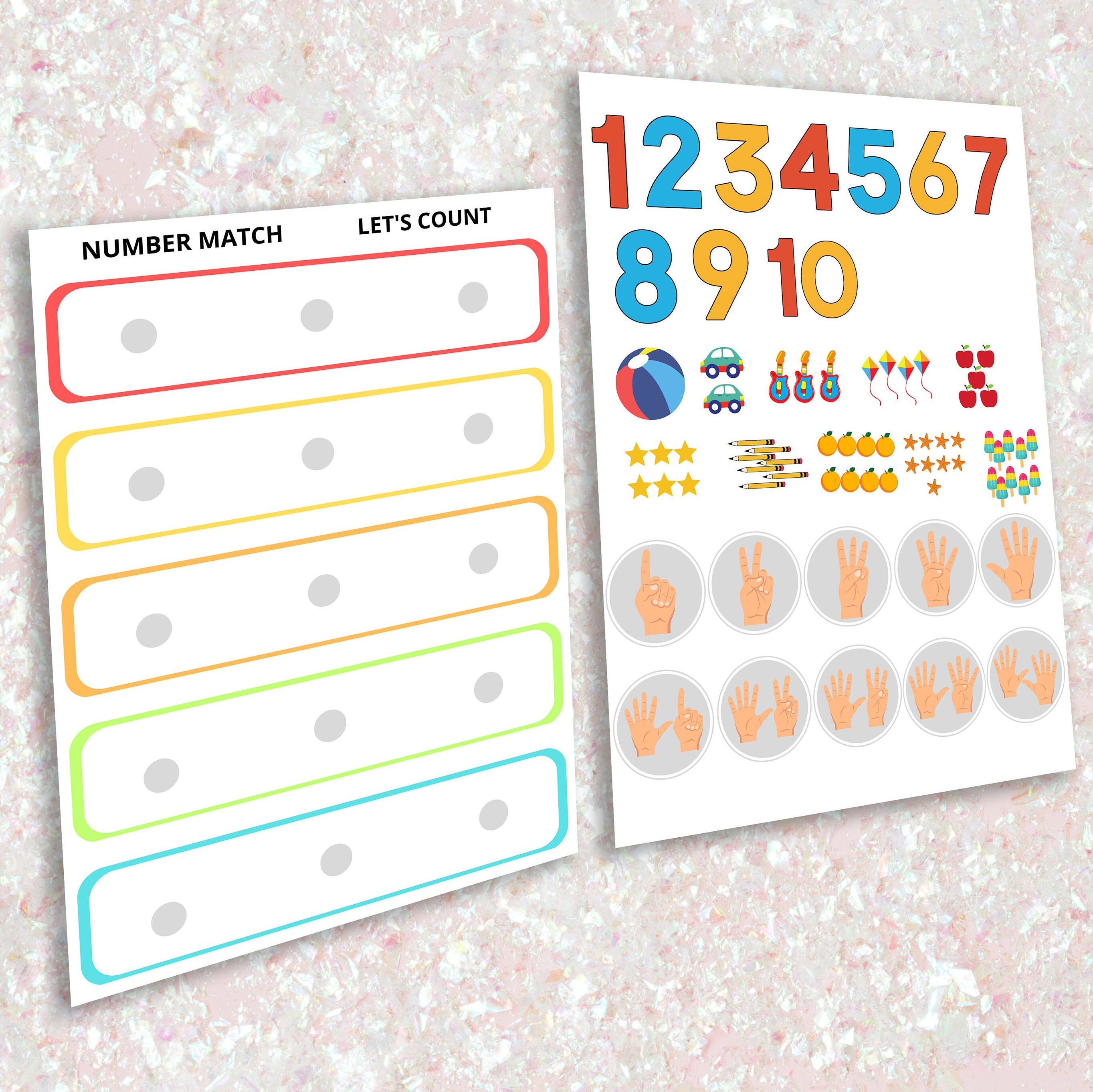 Numbers Matching, Printable Numbers 1-10, Counting Activity, Montessori ...
