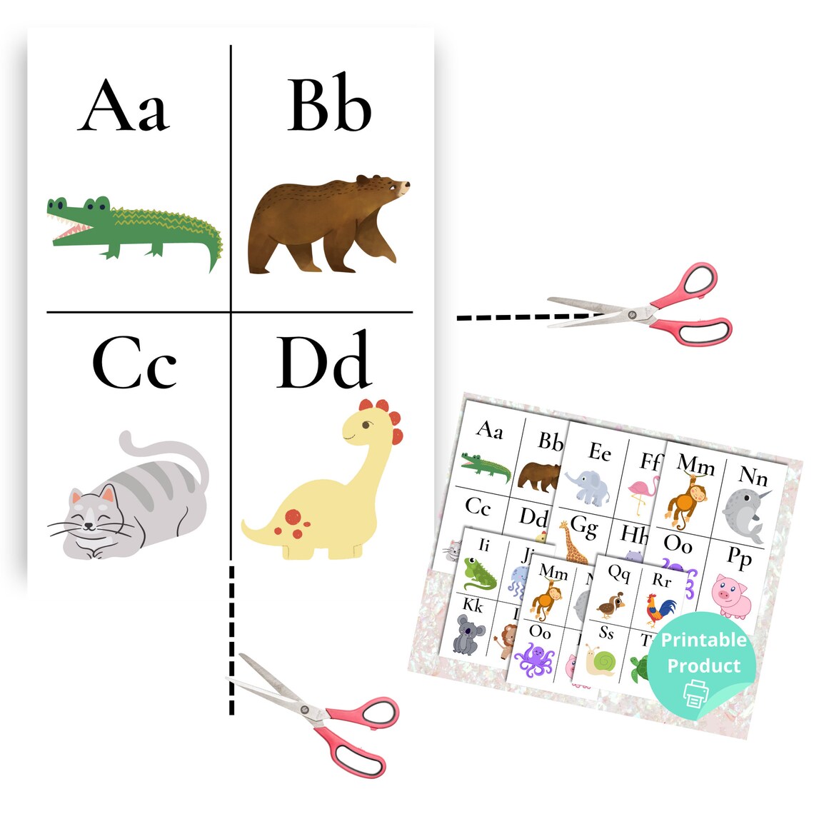Alphabet Flash Cards Learn Animal ABC Flashcards ABC - Etsy