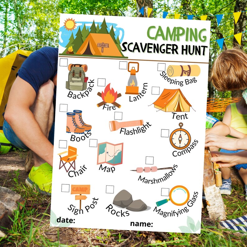 Kids Scavenger Hunt, Camping Scavenger Hunt, Camp Outdoor Scavenger ...