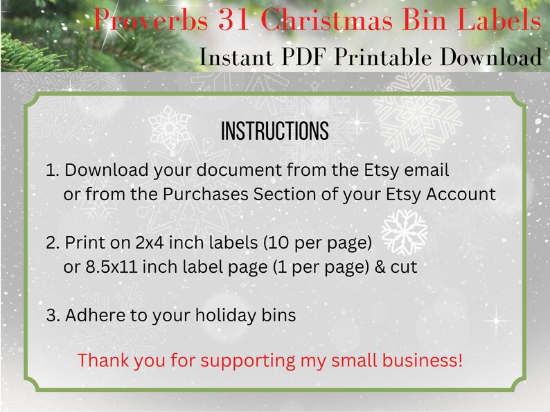 Proverbs 31 Christmas Bin Labels Instant PDF Printable Download - Etsy