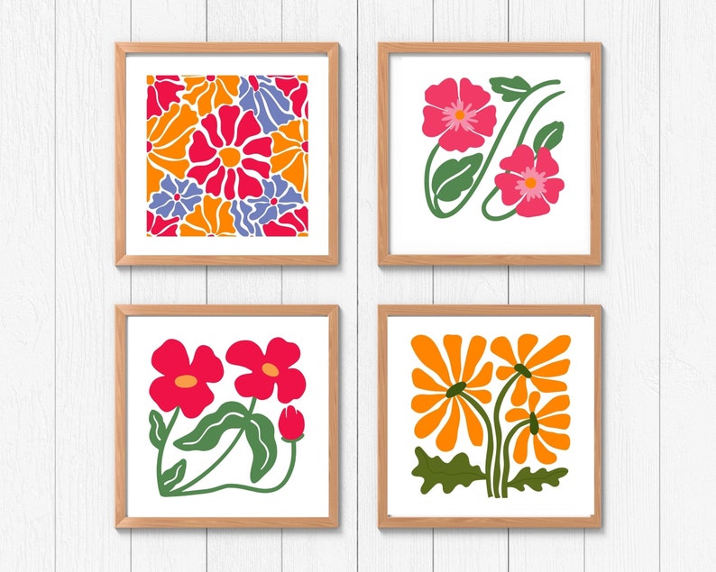 Flower Wall Art Print: Square Set of 6 - Etsy