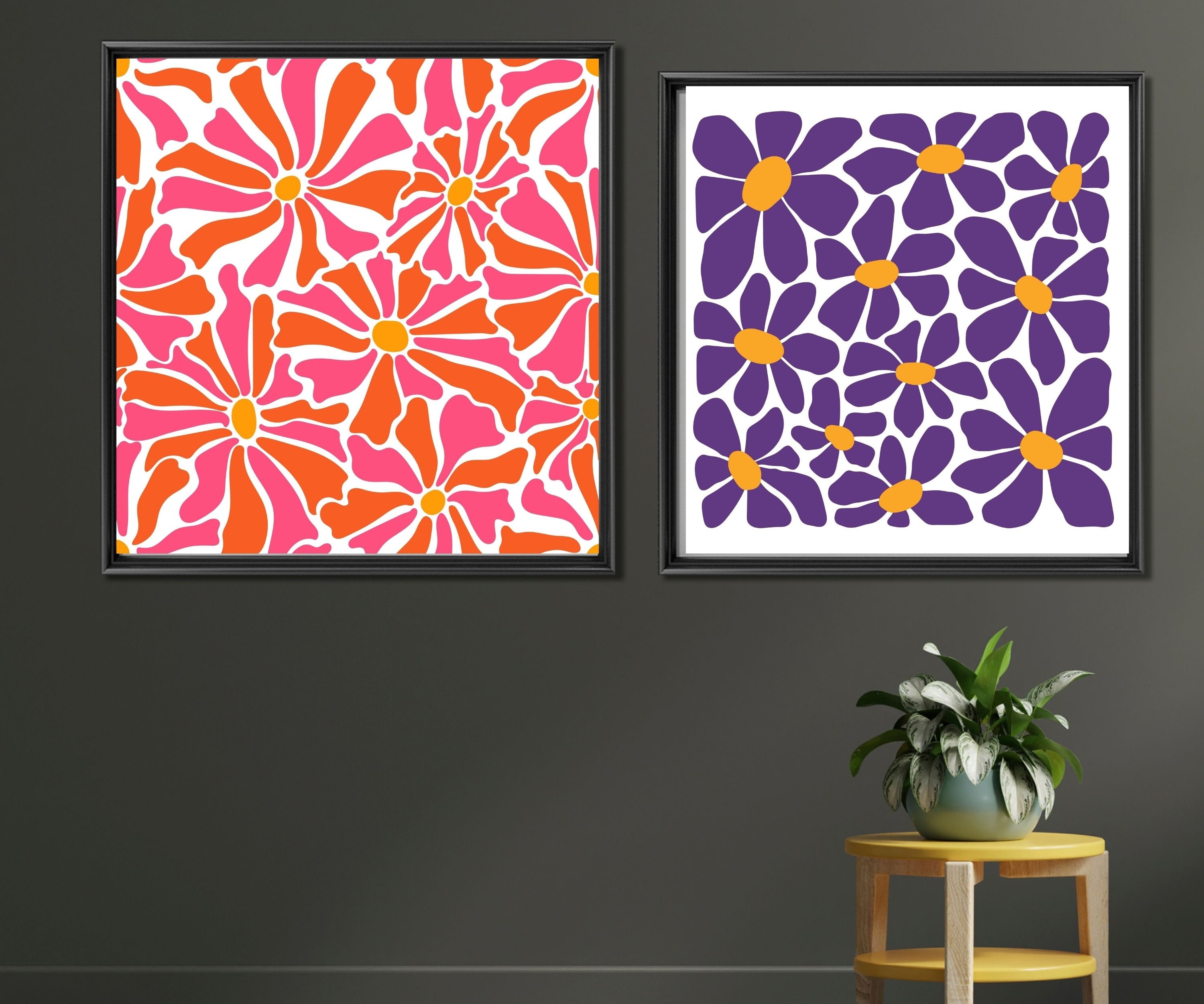 Printable Square Wall Artflower Posterbutterfly - Etsy