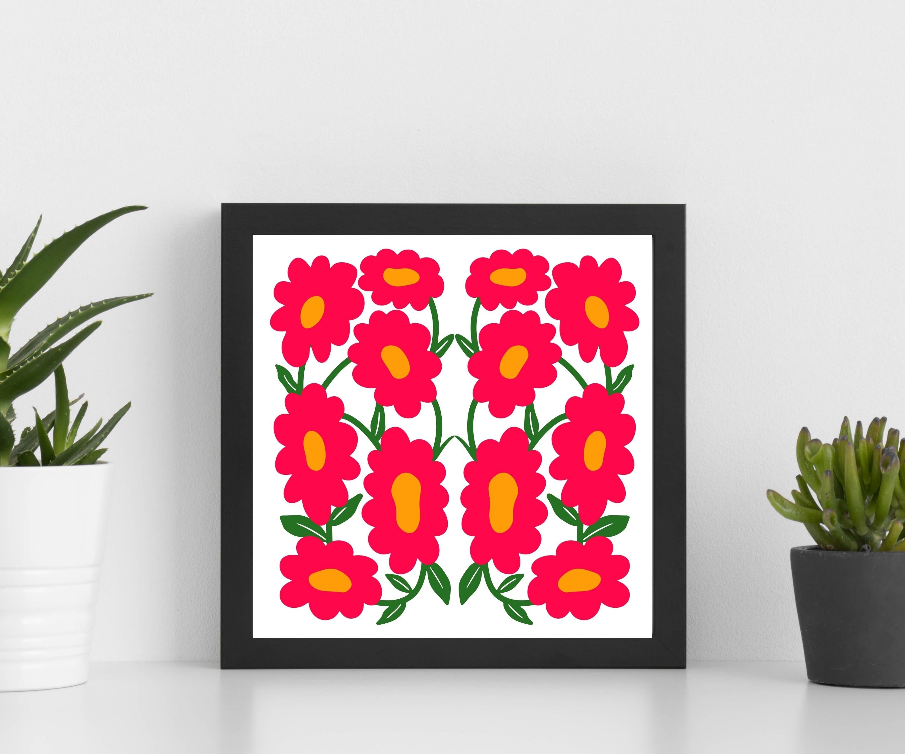 Printable Square Wall Art,flower Poster,butterfly Prints,colorful ...