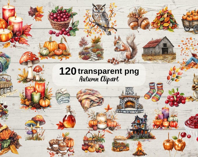 Thanksgiving Clipart Set With Natives and Pilgrims, Autumn Leaves ...