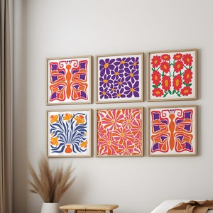 Printable Square Wall Art,flower Poster,butterfly Prints,colorful ...