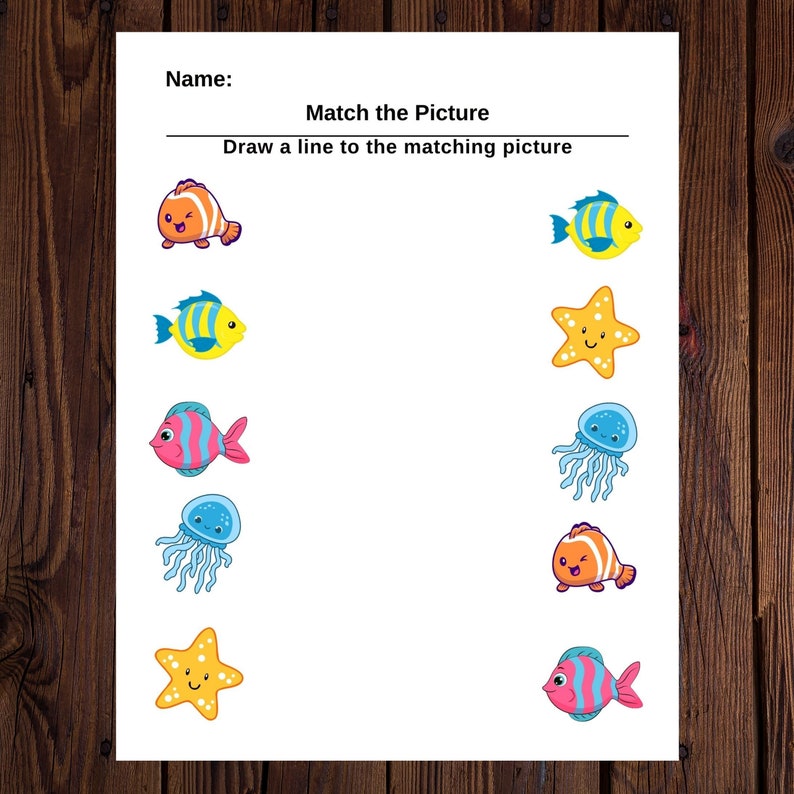 Printable Matching Worksheets, Match the Picture, Kindergarten ...