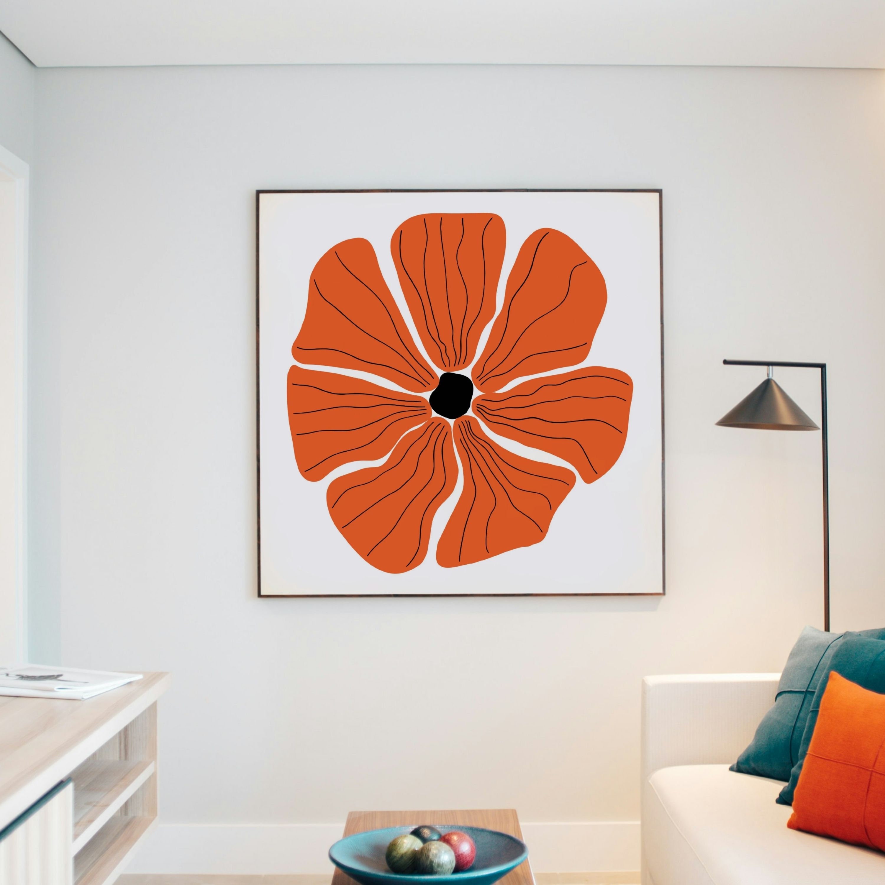 Printable Abstract Flower Art Print,floral Art Print,square Flower ...