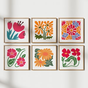 Flower Wall Art Print: Square Set of 6 - Etsy