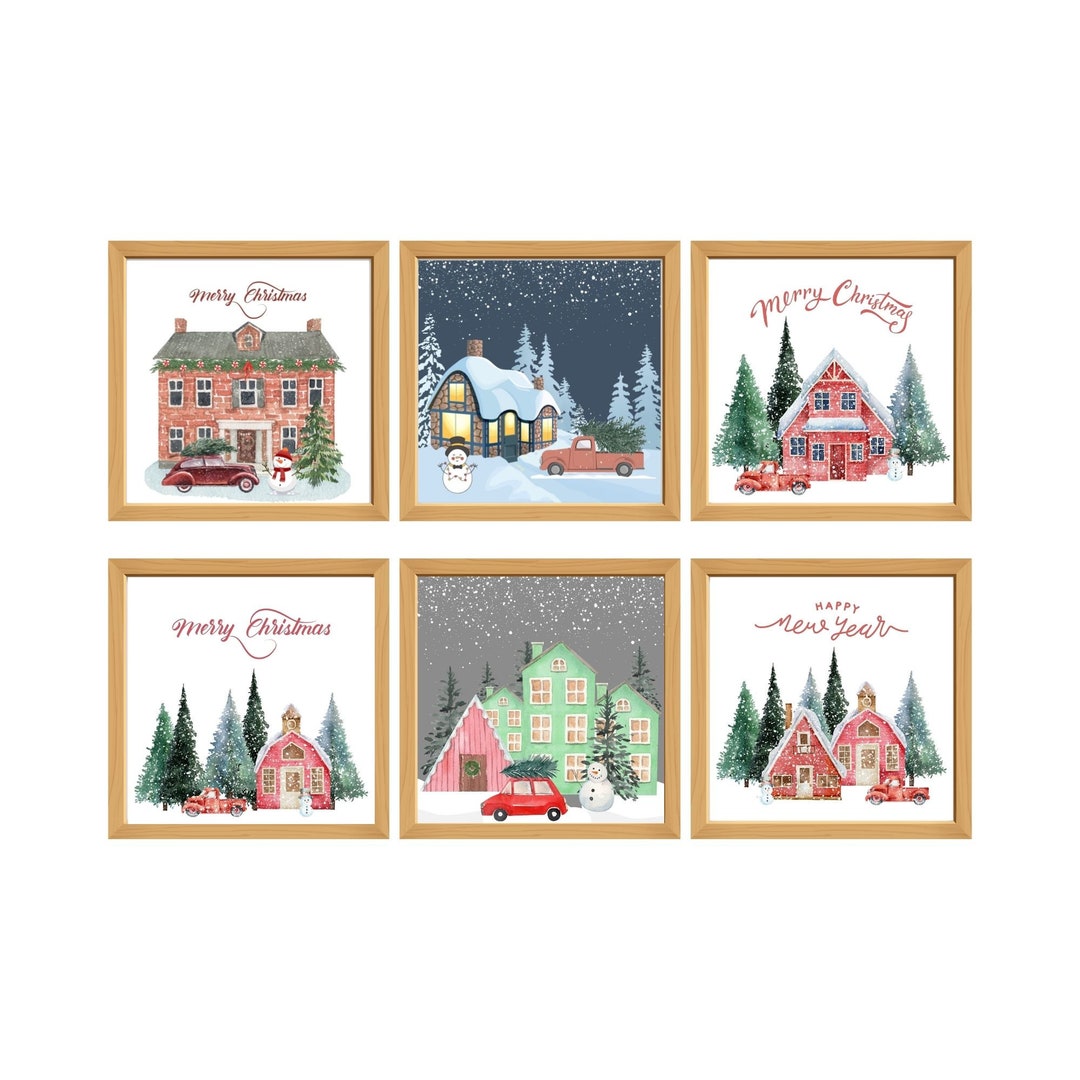 Square Christmas Prints square Prints set of 6 Christmas Print Set ...