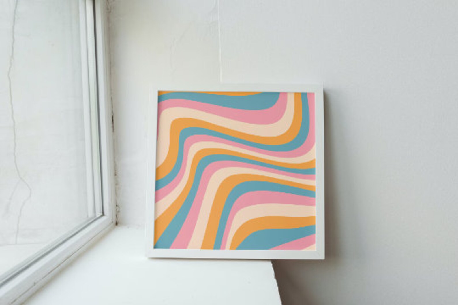 Retro Square Wall Art, Pink Abstract Printable, Square Poster Set ...