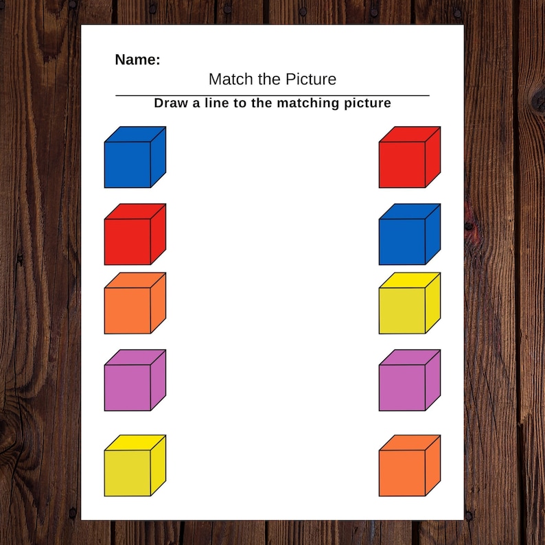 Printable Matching Worksheets, Match the Picture, Kindergarten ...