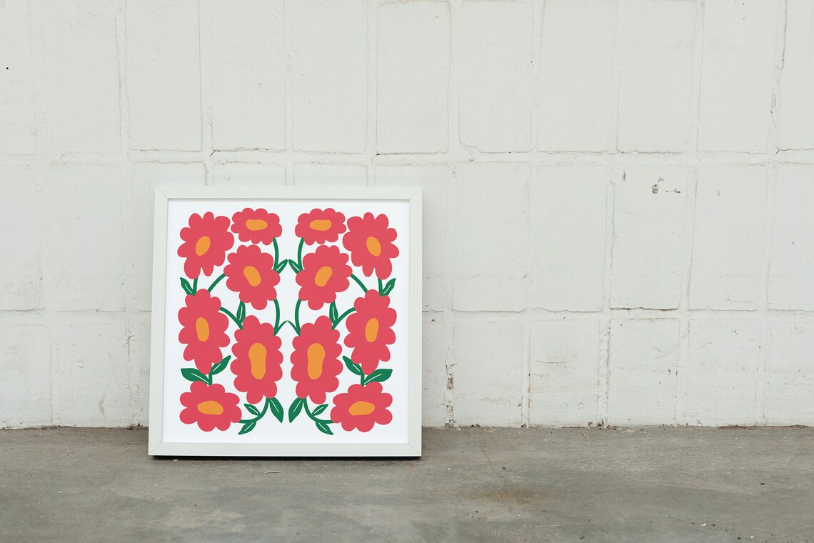 Printable Square Wall Art,flower Poster,butterfly Prints,colorful ...