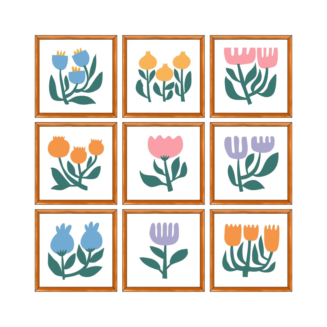 Printable Square Flower Wall Art,square Abstract Flower Prints,flower ...