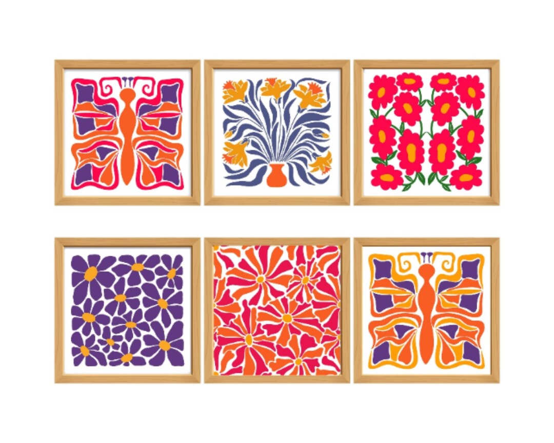 Printable Square Wall Artflower Posterbutterfly - Etsy