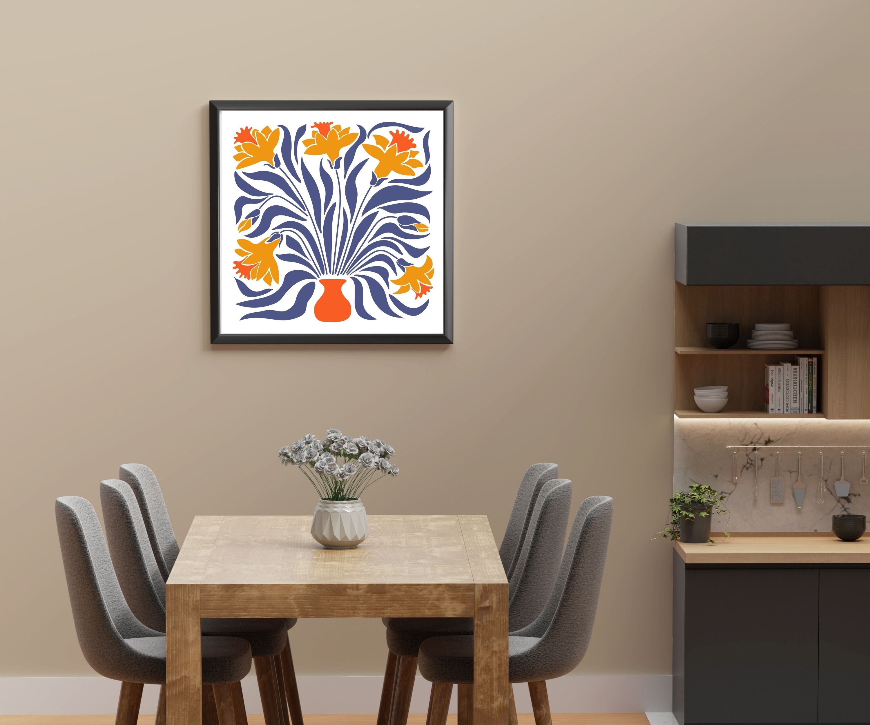 Printable Square Wall Artflower Posterbutterfly - Etsy