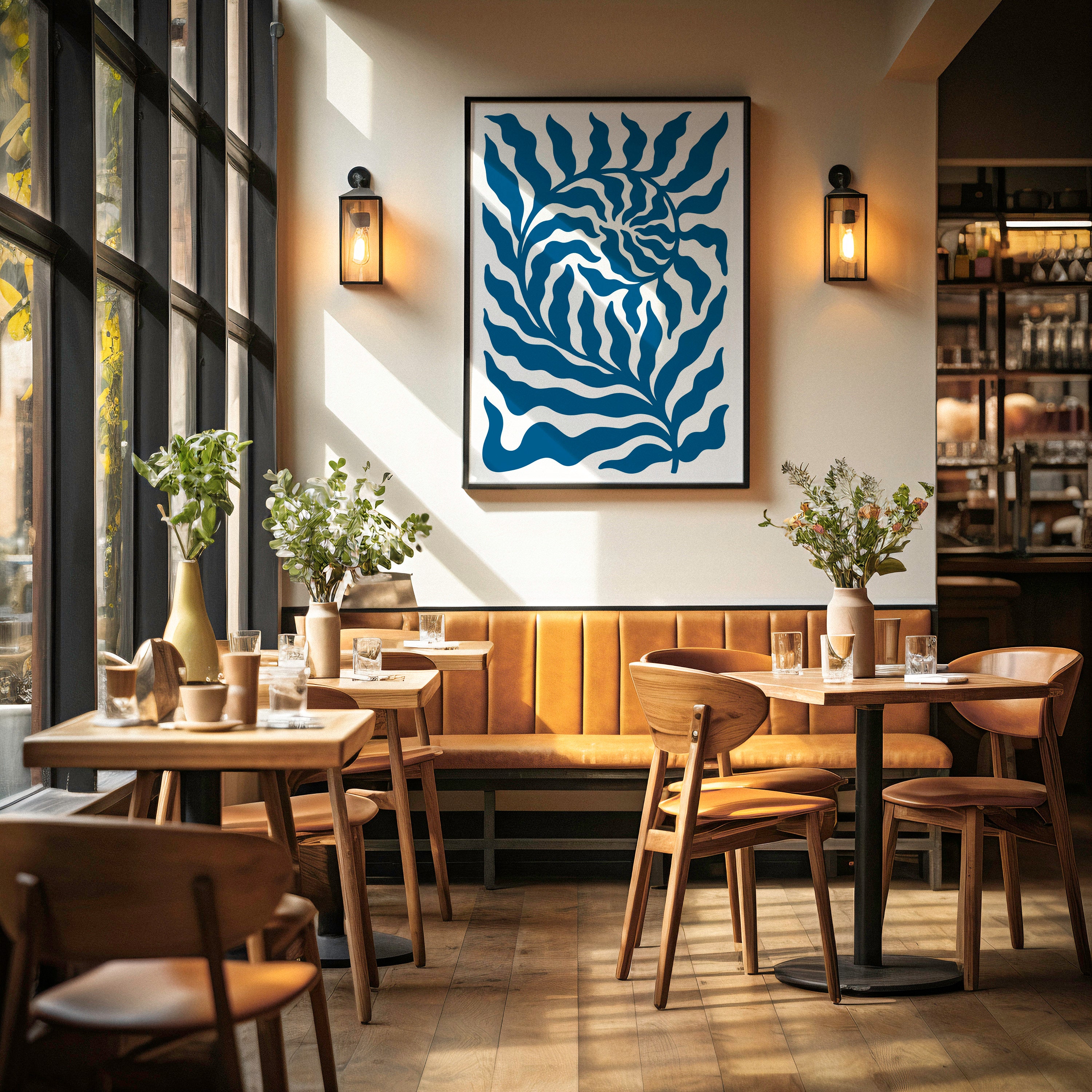 Printable Abstract Flower Poster ,abstract Flower Prints, Navy Blue ...