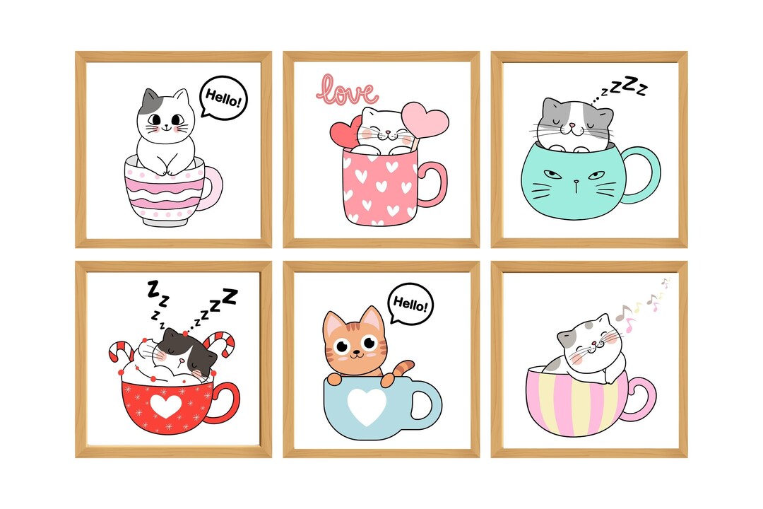 Square Printable Cat Wall Art for Kids,cat Prints for Kids,square ...