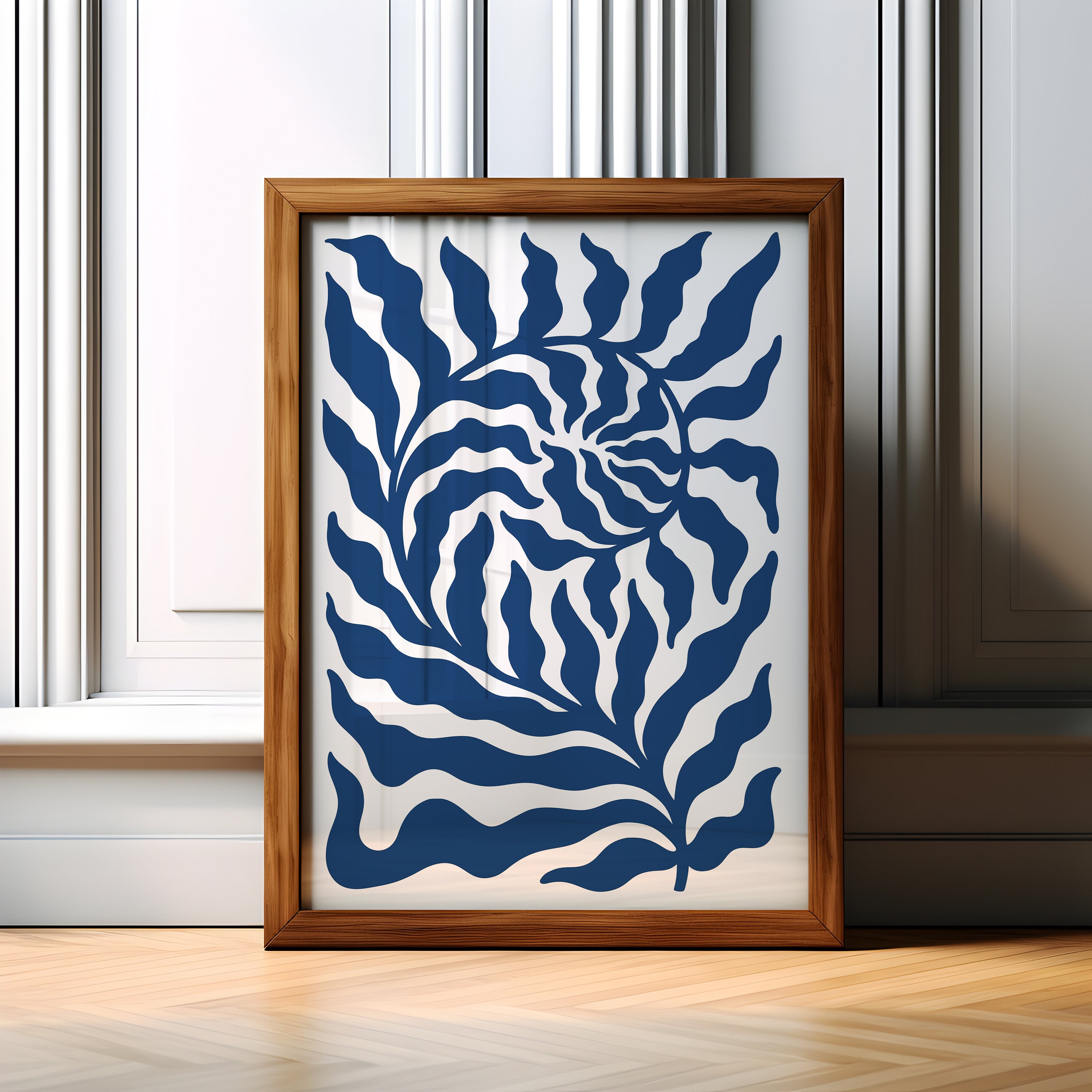 Printable Abstract Flower Poster ,abstract Flower Prints, Navy Blue ...