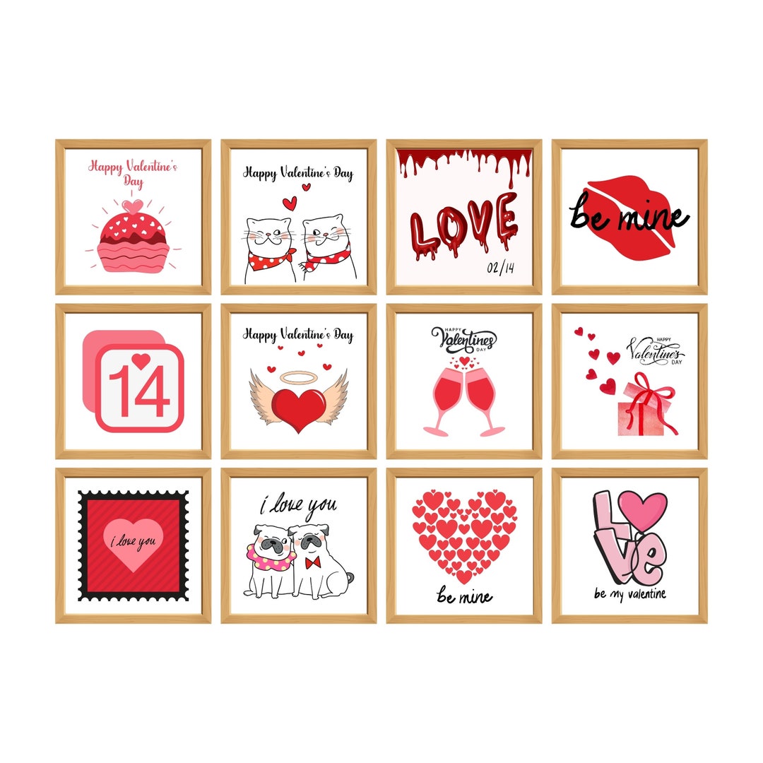 Printable Valentine's Day Wall Art Square Valentine's Day Prints Set of ...