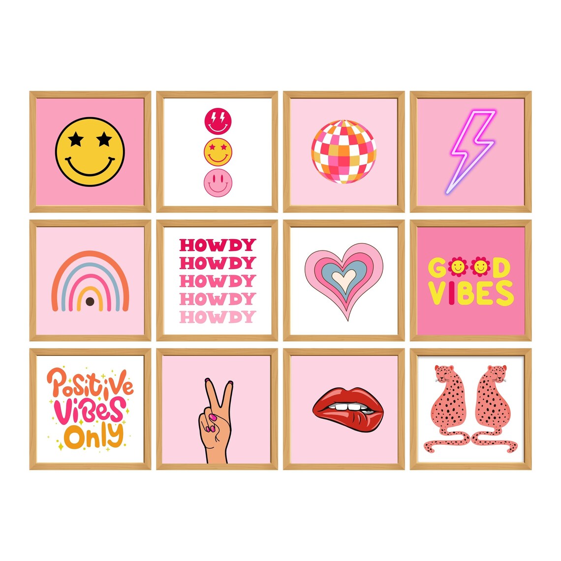 Square Printable Preppy Wall Art Print pink Preppy Dorm Room Wall ...