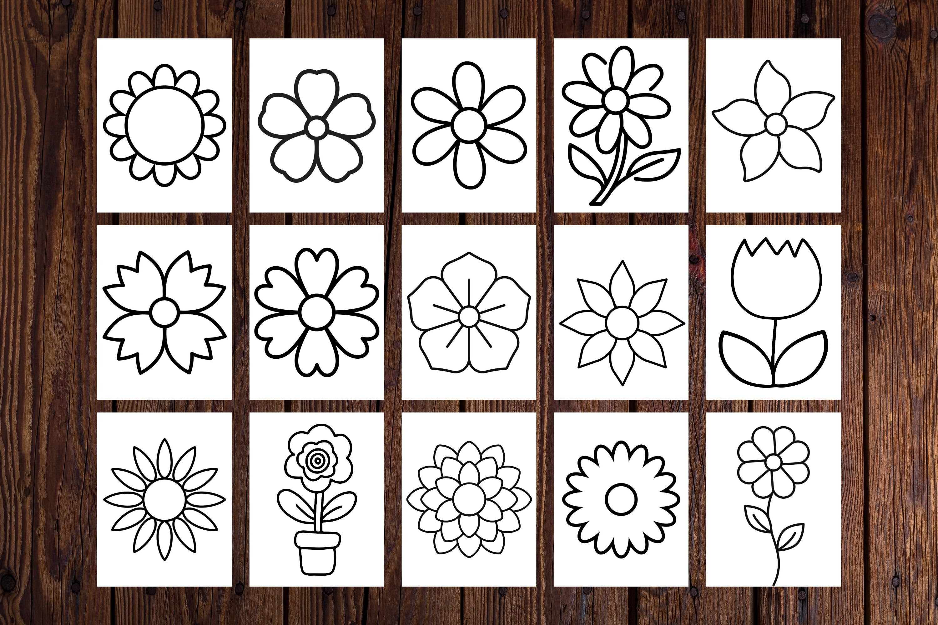 Printable Flower Coloring Pages ,15 Coloring Pages, Kindergarten ...