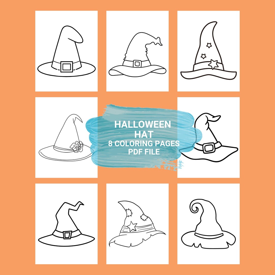 8 Printable Halloween Hat Coloring Pages 8 Coloring Pages, Kindergarten ...