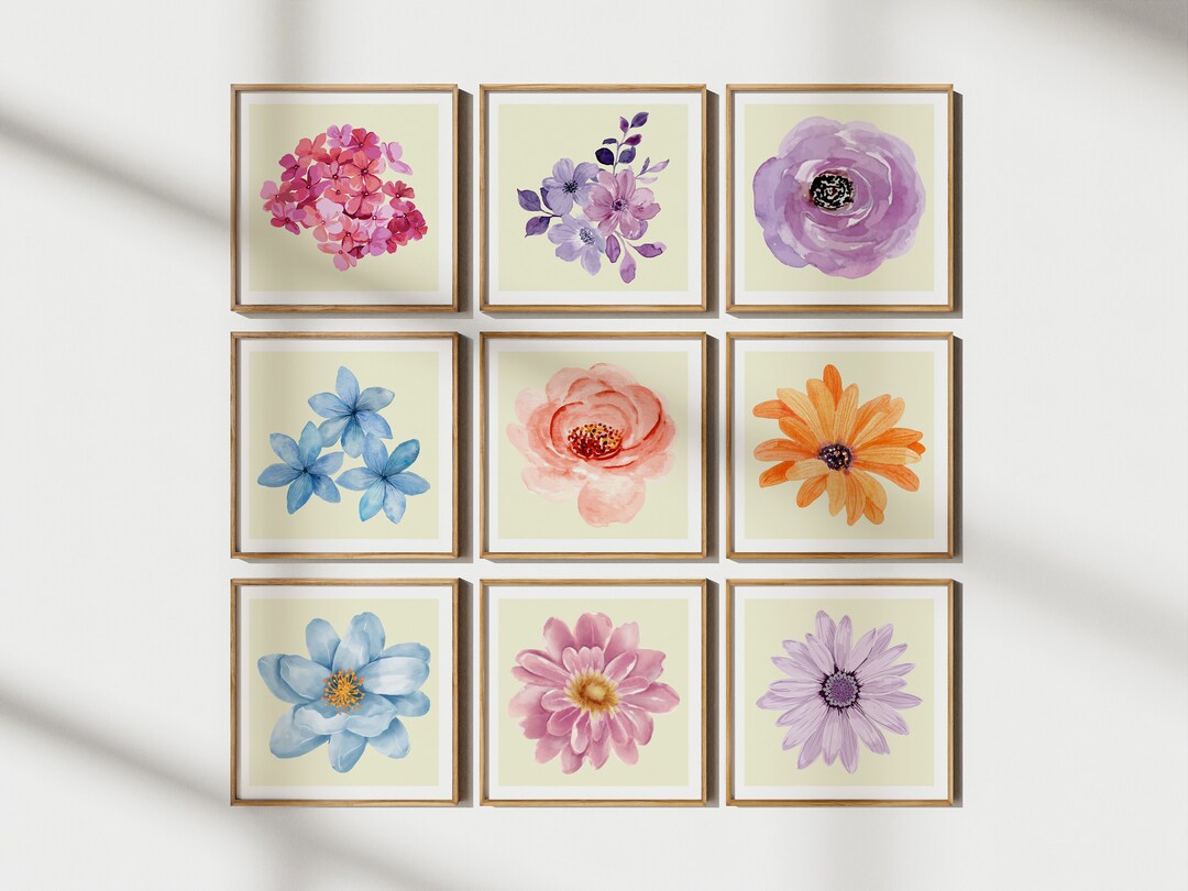 Printable Square Flower Wall Art,square Flower Prints,flower Poster ...