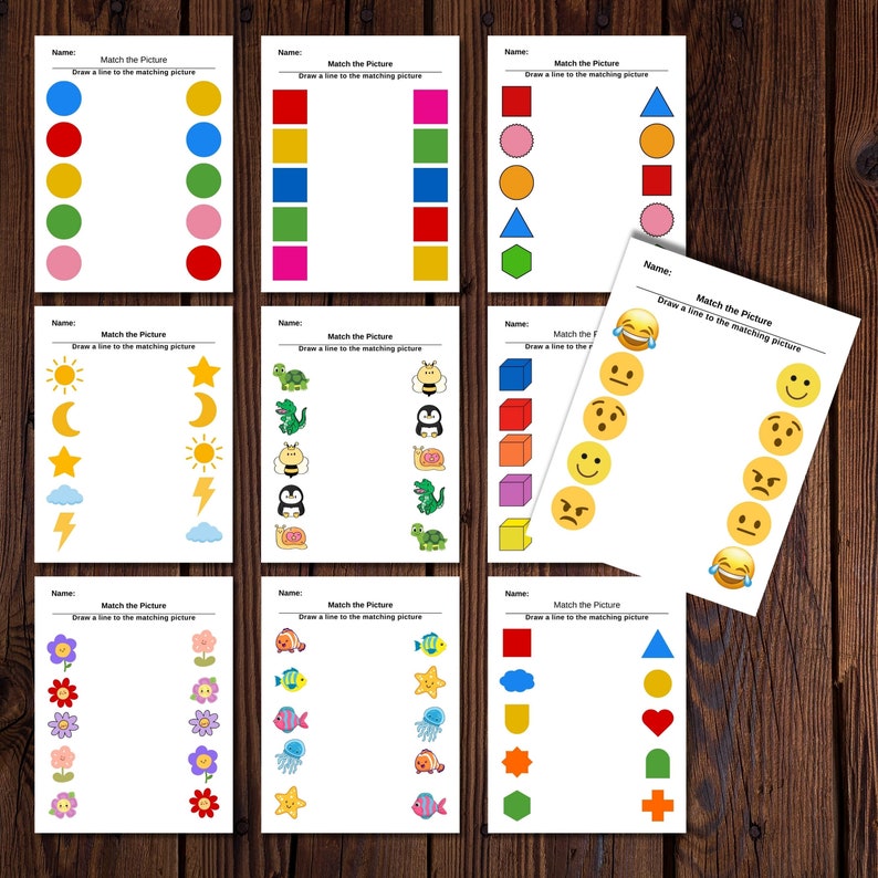 Printable Matching Worksheets, Match the Picture, Kindergarten ...