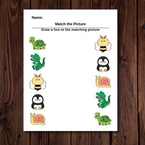 Printable Matching Worksheets, Match the Picture, Kindergarten ...