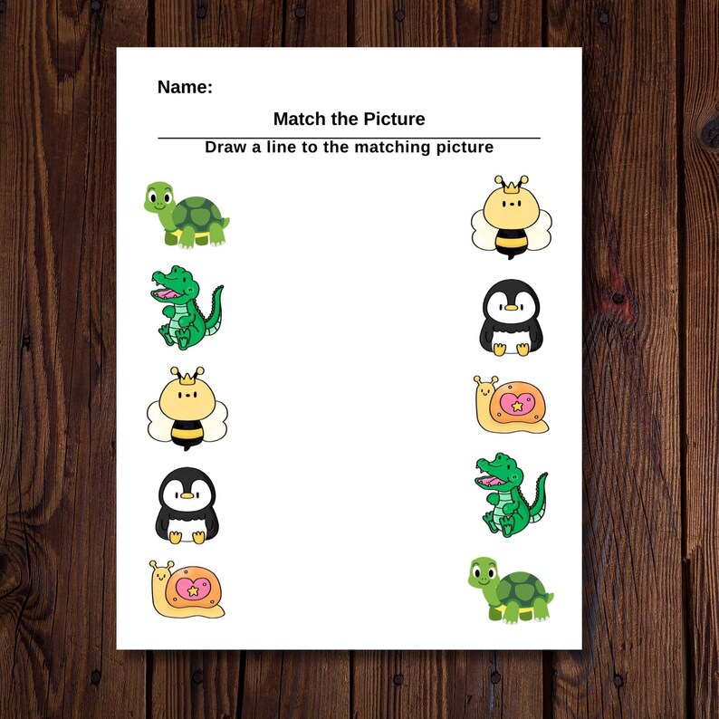 Printable Matching Worksheets, Match the Picture, Kindergarten ...