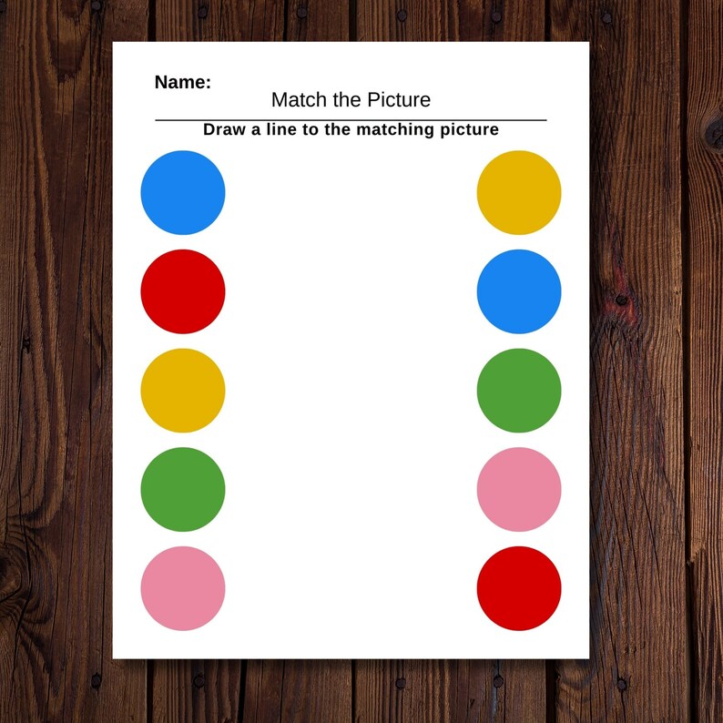 Printable Matching Worksheets, Match the Picture, Kindergarten ...