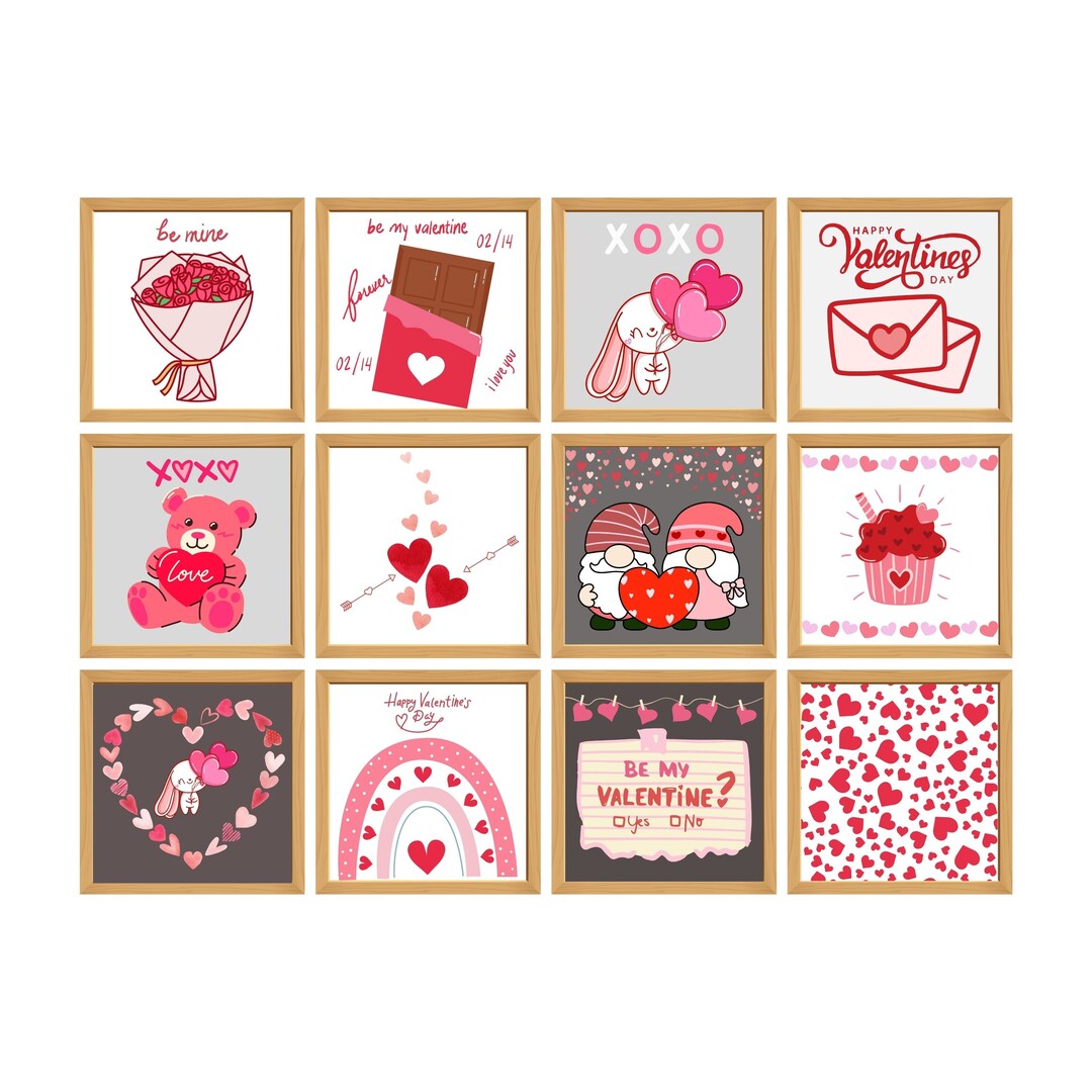 Printable Valentine's Day Wall Art Square Valentine's Day Prints Set of ...