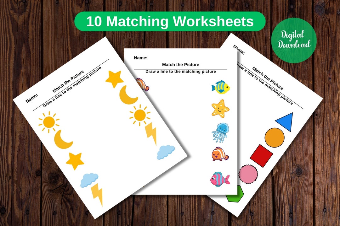 Printable Matching Worksheets, Match the Picture, Kindergarten ...