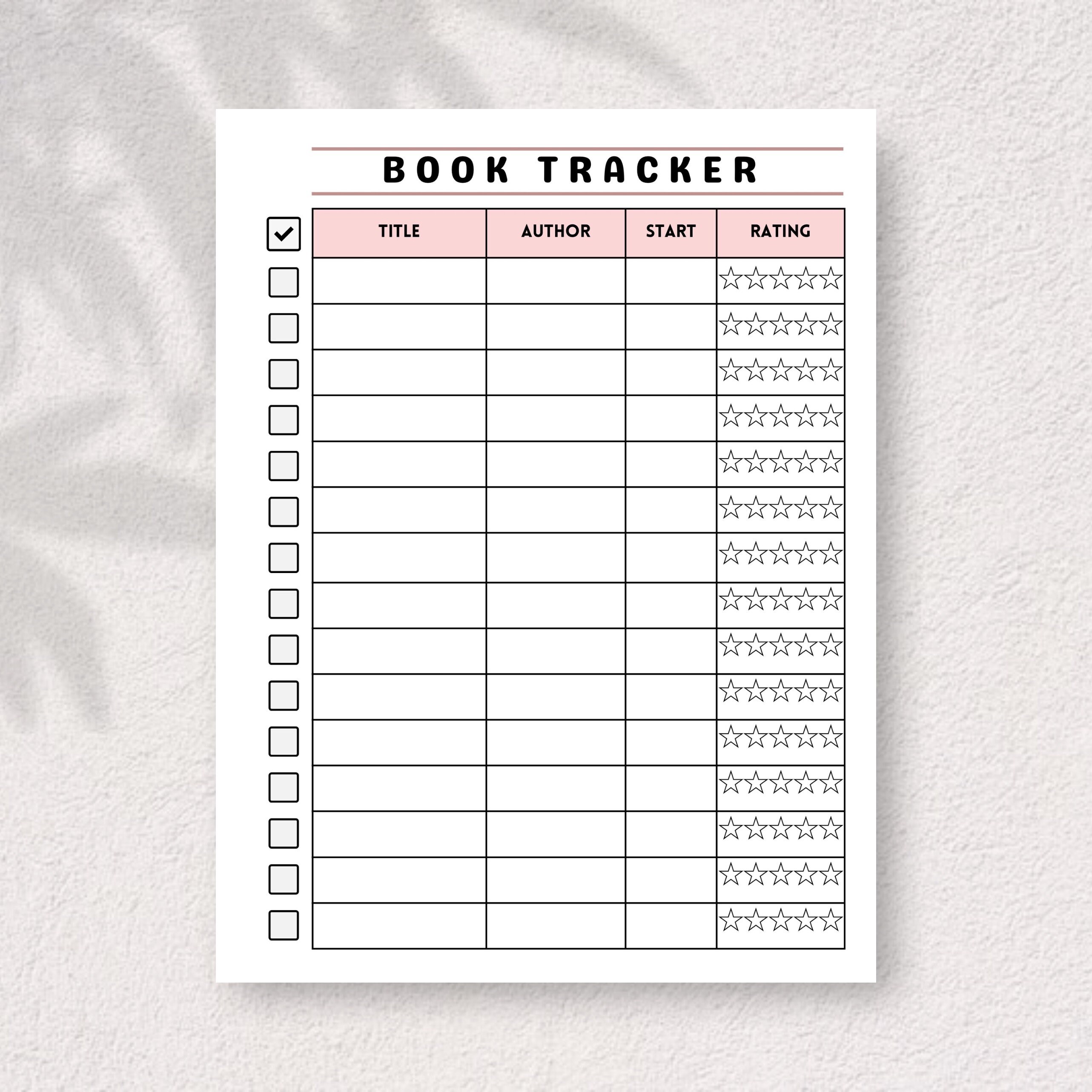 Book Tracker Printable Reading Log Printable Bookworm Checklist Book ...