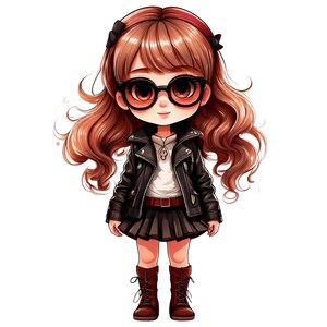 12 Chibi Girl Clipart, Rock Girl, High-quality Jpgs, Cute Rocker Girl ...