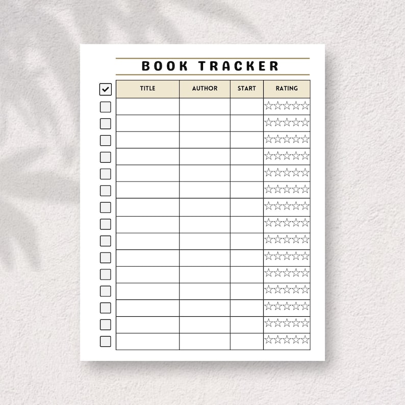 Book Tracker Printable Reading Log Printable Bookworm Checklist Book ...