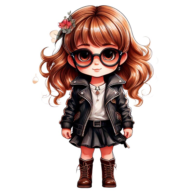12 Chibi Girl Clipart, Rock Girl, High-quality Jpgs, Cute Rocker Girl ...