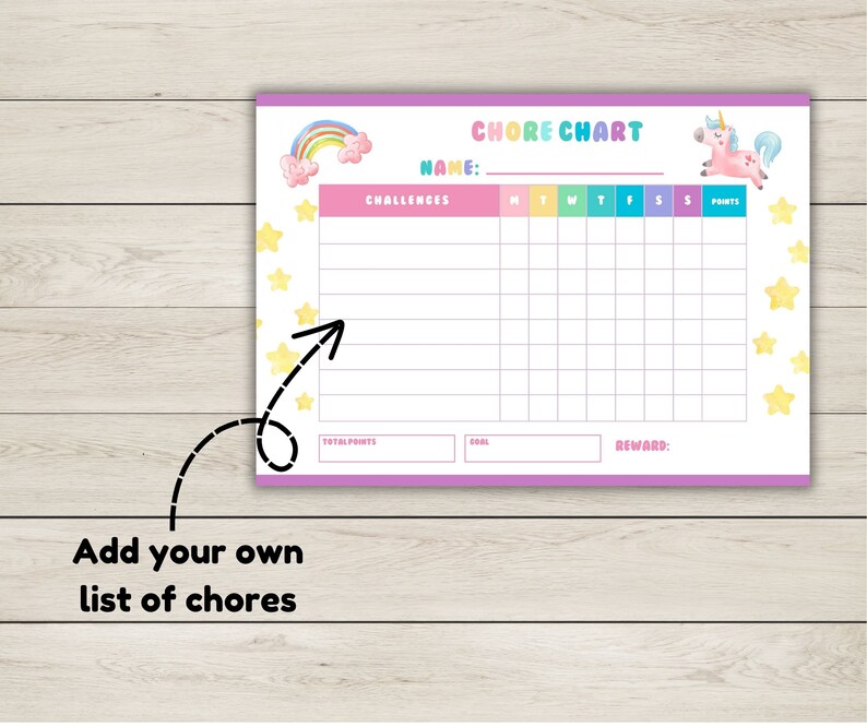 Kids Chore Chart Printable, Summer Routine Chart , Children Reward ...