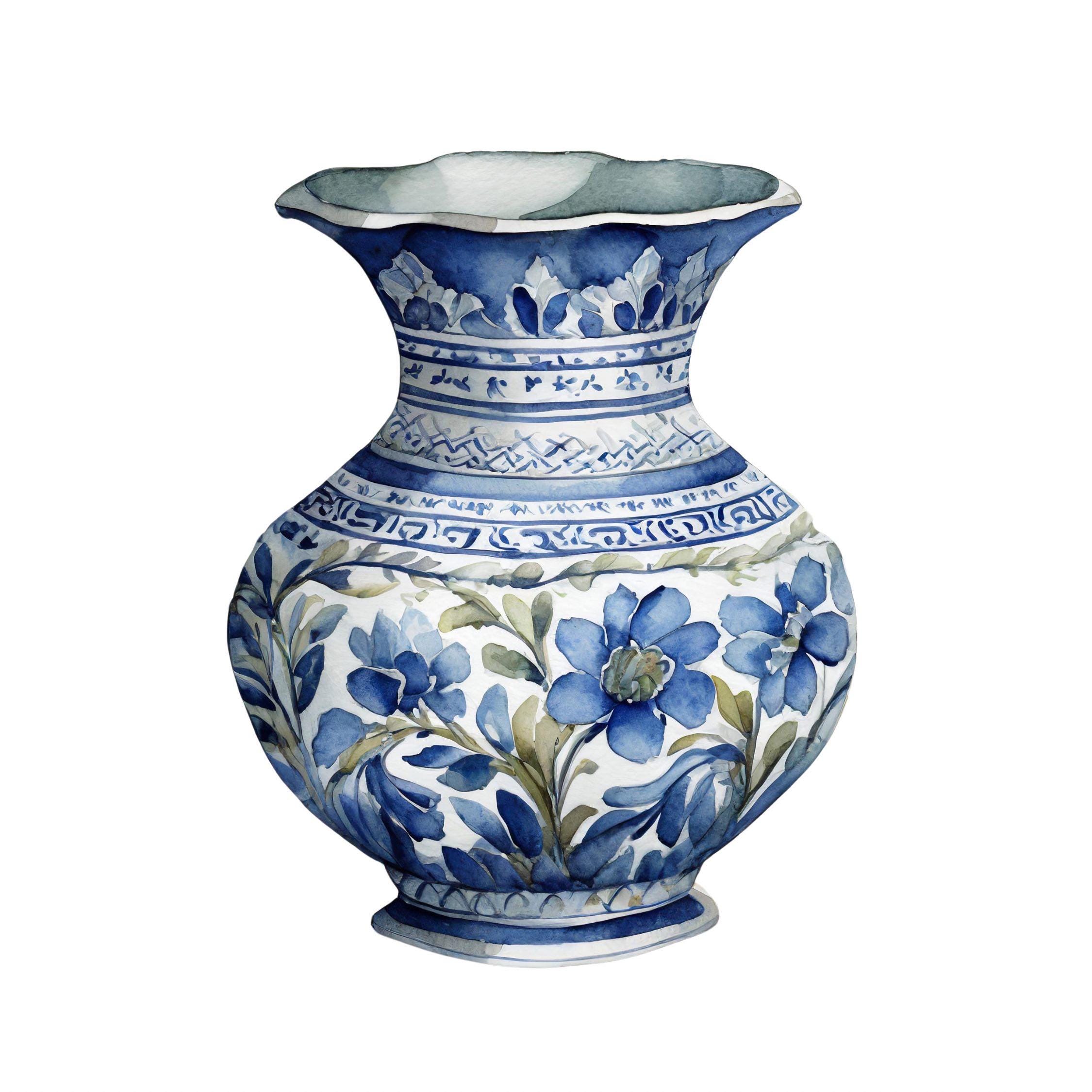 Watercolor Chinoiserie Jars, 10 Pngs, Transparent Background ...