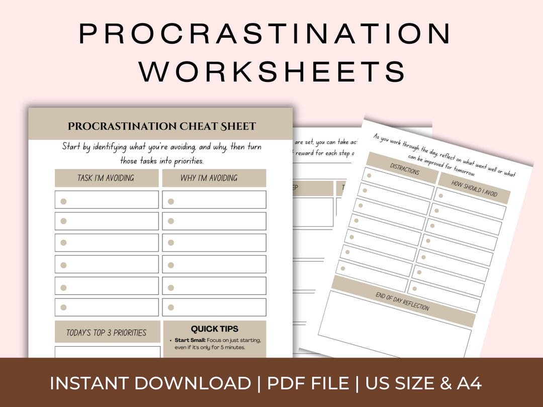 Procrastination Cheat Sheet: Daily Productivity Planner (printable PDF ...