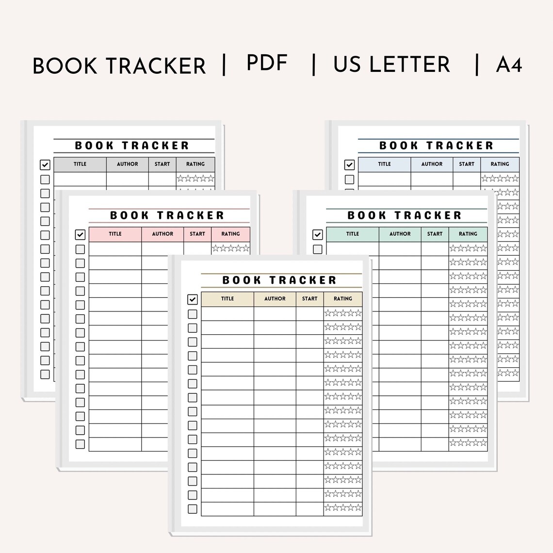 Book Tracker Printable Reading Log Printable Bookworm Checklist Book ...