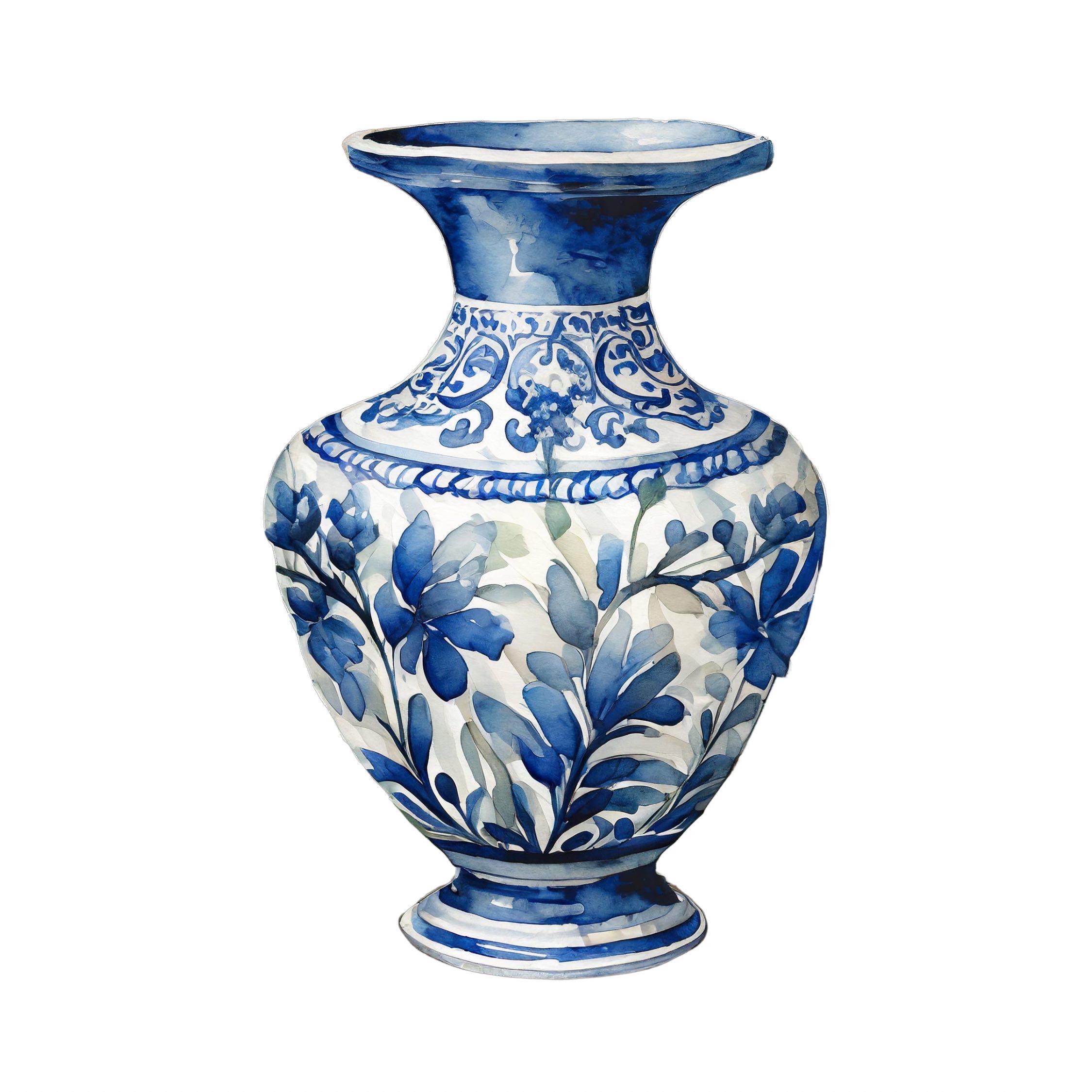 Watercolor Chinoiserie Jars, 10 Pngs, Transparent Background ...