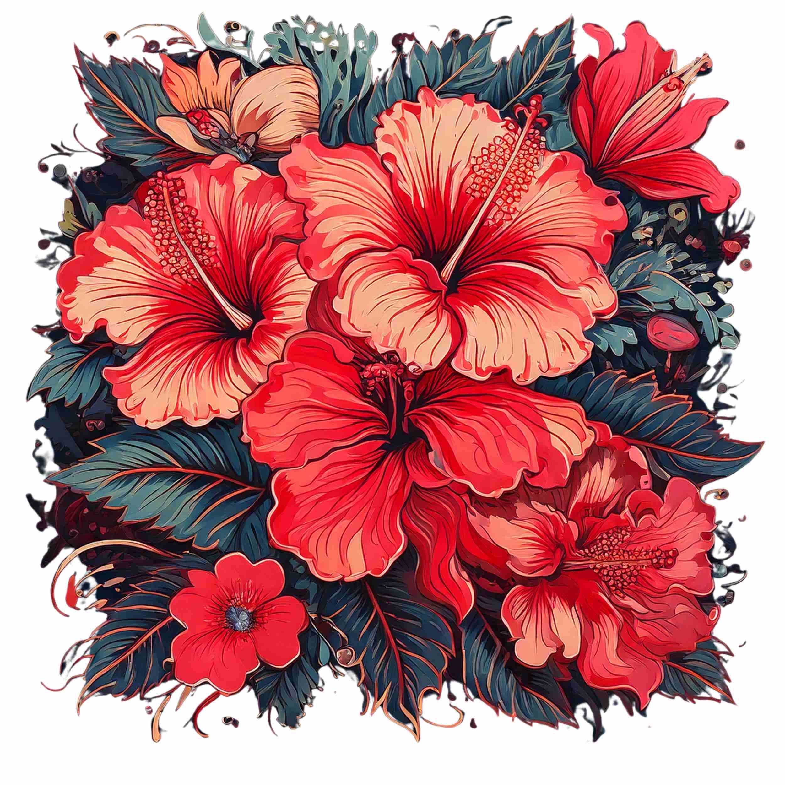 10 Hibiscus Clipart Bundle, Tropical Flower Clipart, High-resolution ...