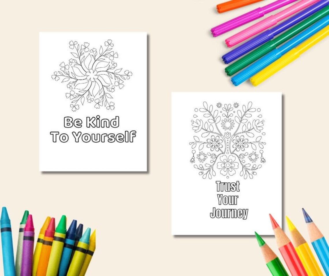Positive Affirmations Coloring Pages, Inspirational & Motivational ...